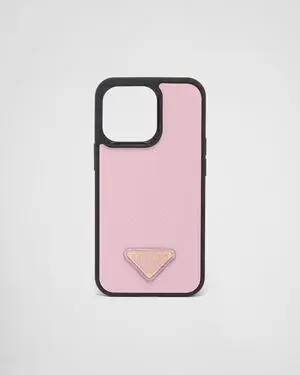 Prada Saffiano Leather Iphone 13 Pro Cover - Alabaster Pink